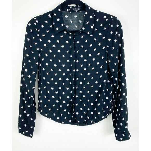 Mng Basics | Tops | Mng Basics Button Front Cropped Star Top | Poshmark